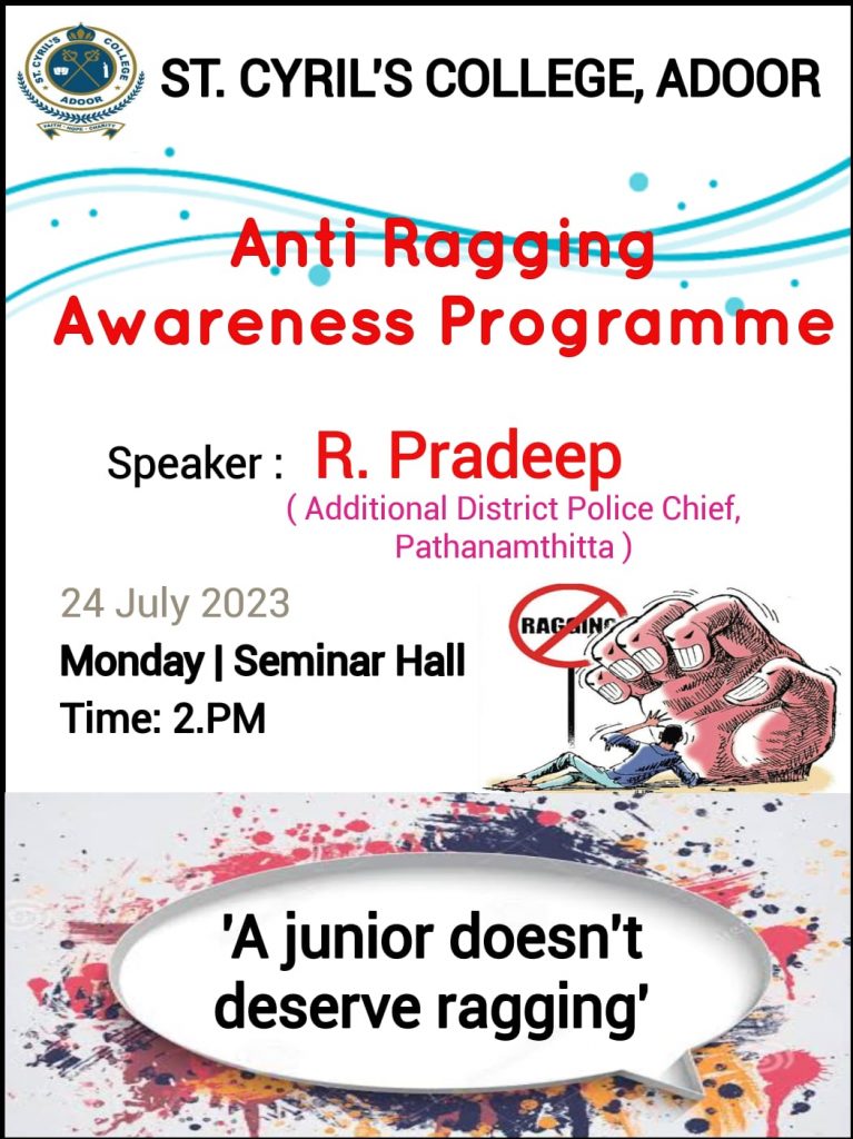 Anti Ragging Awareness Programme – St. Cyrils College