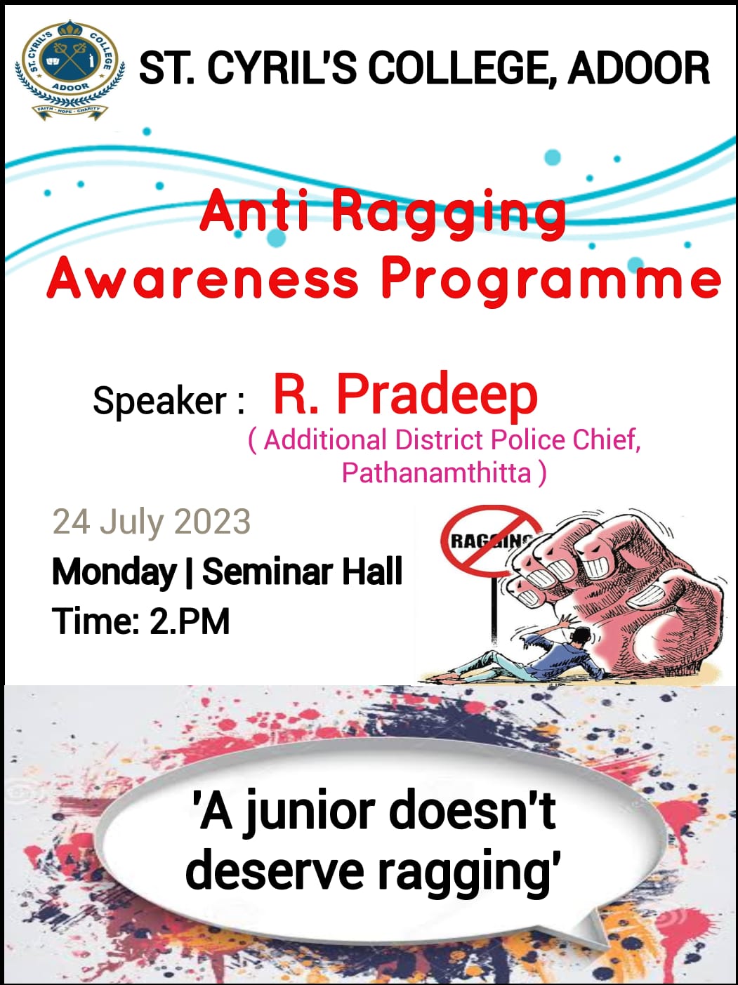 Anti Ragging Awareness Programme – St. Cyrils College